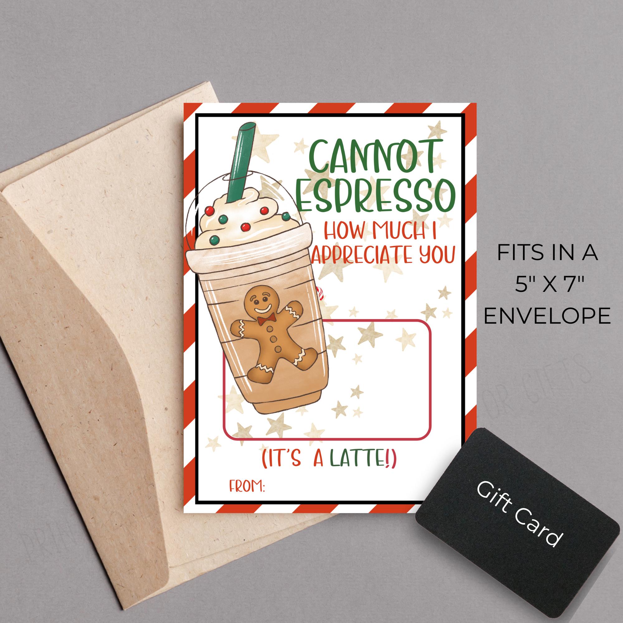 Printable Gift Card Holder for Teacher Christmas Gift, Thanks A Latte ...