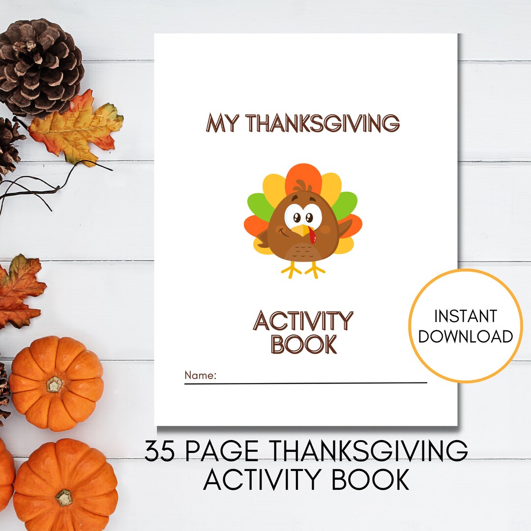 Thanksgiving Coloring Pages Activity Book for Kids, Printable Turkey ...
