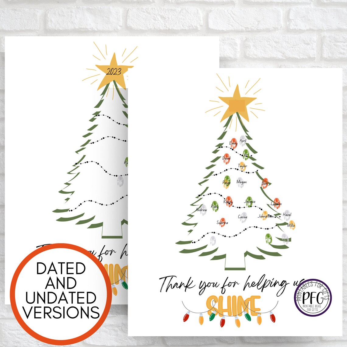 Teacher Christmas Gift Idea Printable Teacher Gift, Fingerprint Art ...