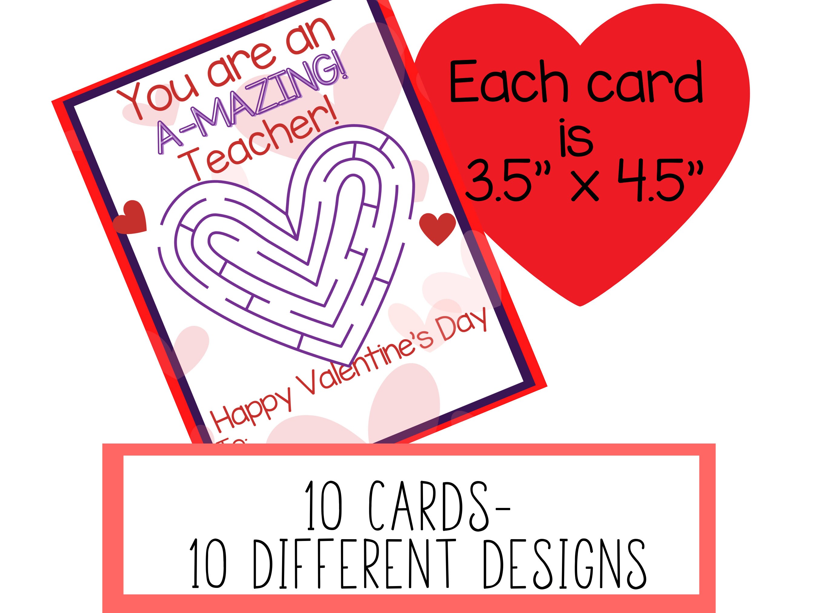 Maze Valentines Day Cards, Kids Maze Valentine's Card, Printable ...