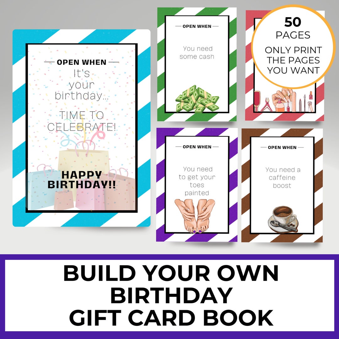 Gift Card Holder Book, Printable Birthday Gift, Photo Album Book, 30th ...