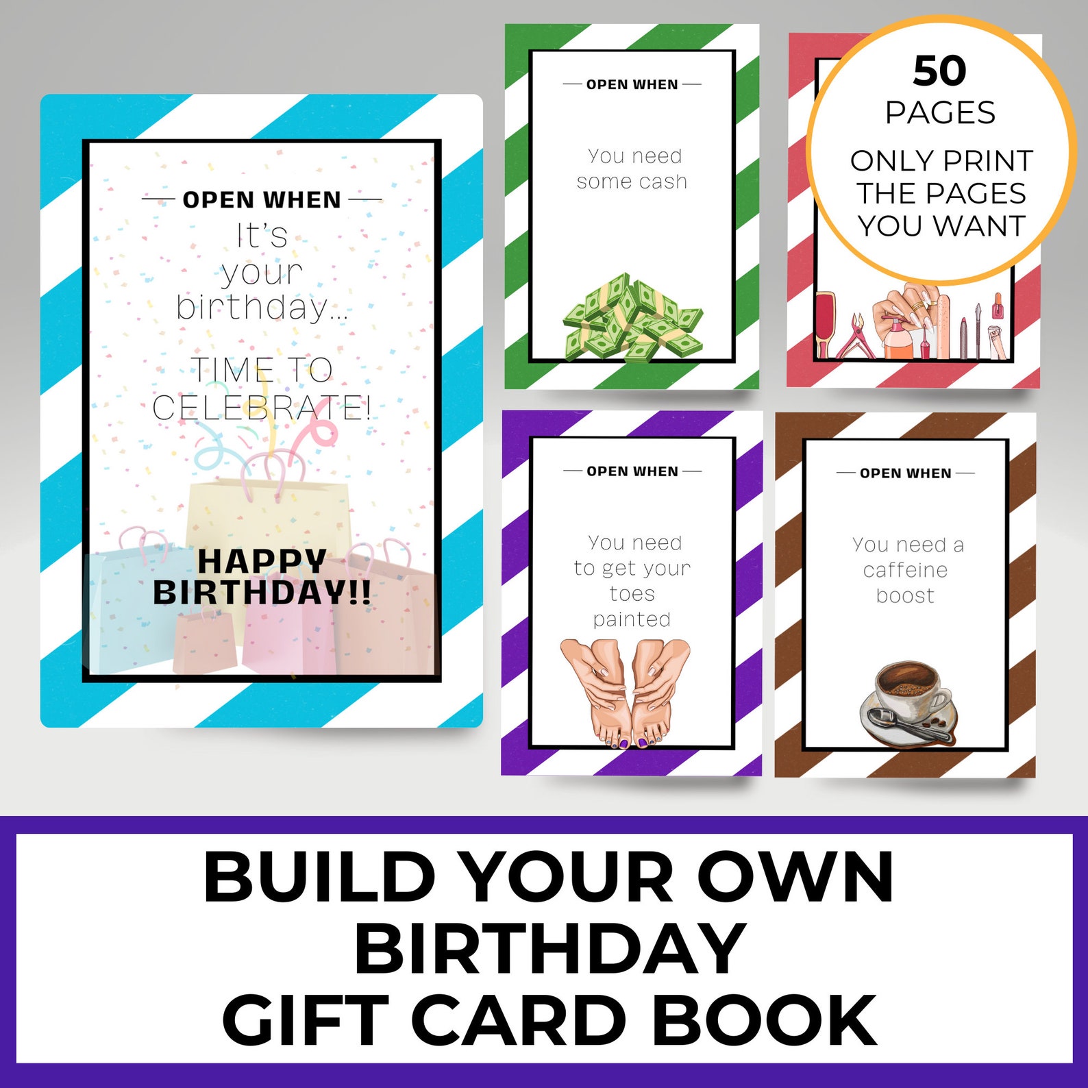 Gift Card Holder Book, Printable Birthday Gift, Photo Album Book, 30th ...