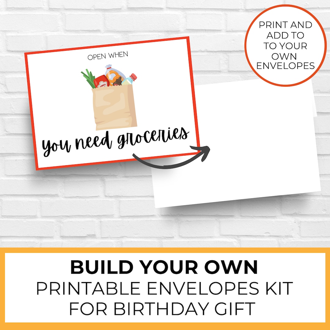 Open When Envelope, Printable Birthday Gift Card Holder, Long Distance ...