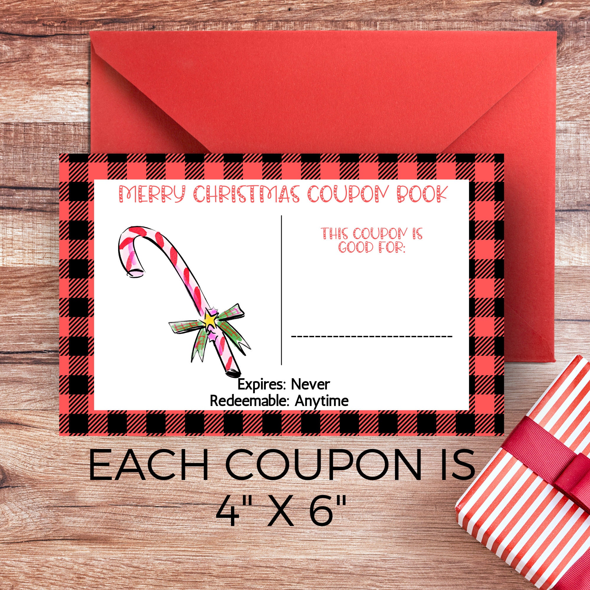 Printable Blank Coupon Book, Christmas Gift Certificate, DIY Christmas ...