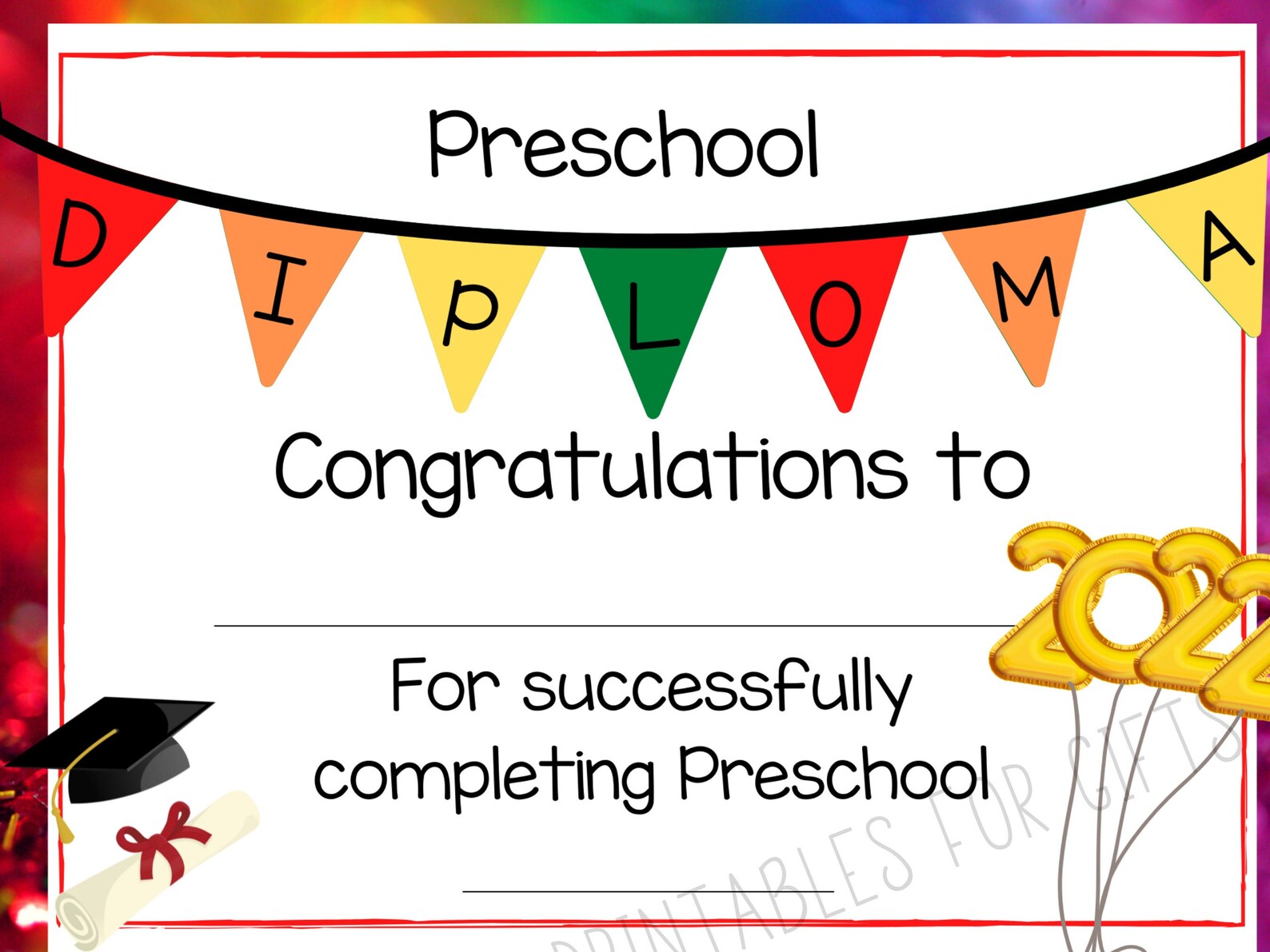Preschool Diploma Graduation Diploma Preschool Preschool | Etsy