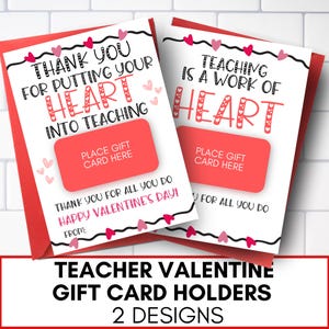 Teacher Valentine Gift Card Holder: Printable Thank You Gift (digital ...