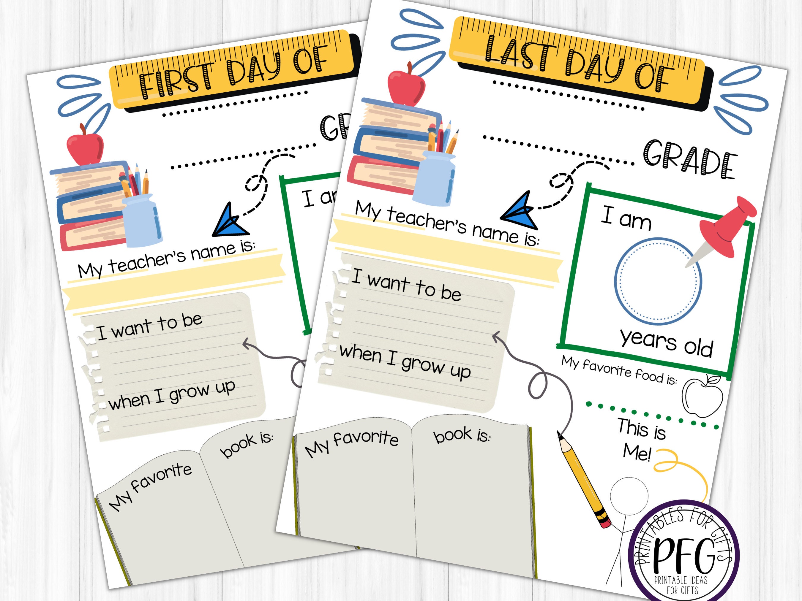 First and Last Day All About Me, First Day School Sign Fill in the ...