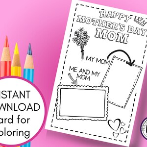 Mother's Day Card, Printable Gift Idea for Mother's Day, Coloring Page ...
