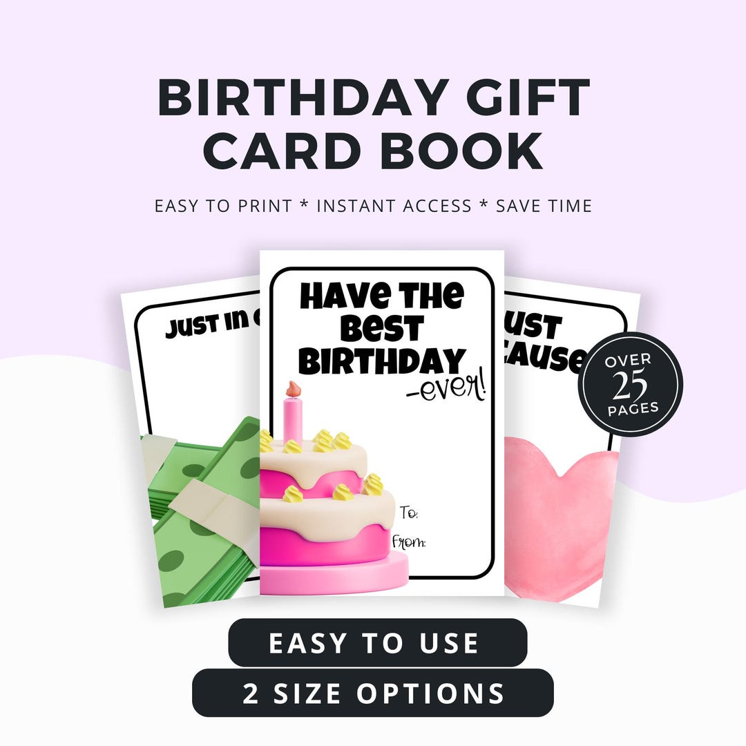 Printable Birthday Gift Card Book: Teen/adult DIY Gift, Birthday Gift ...