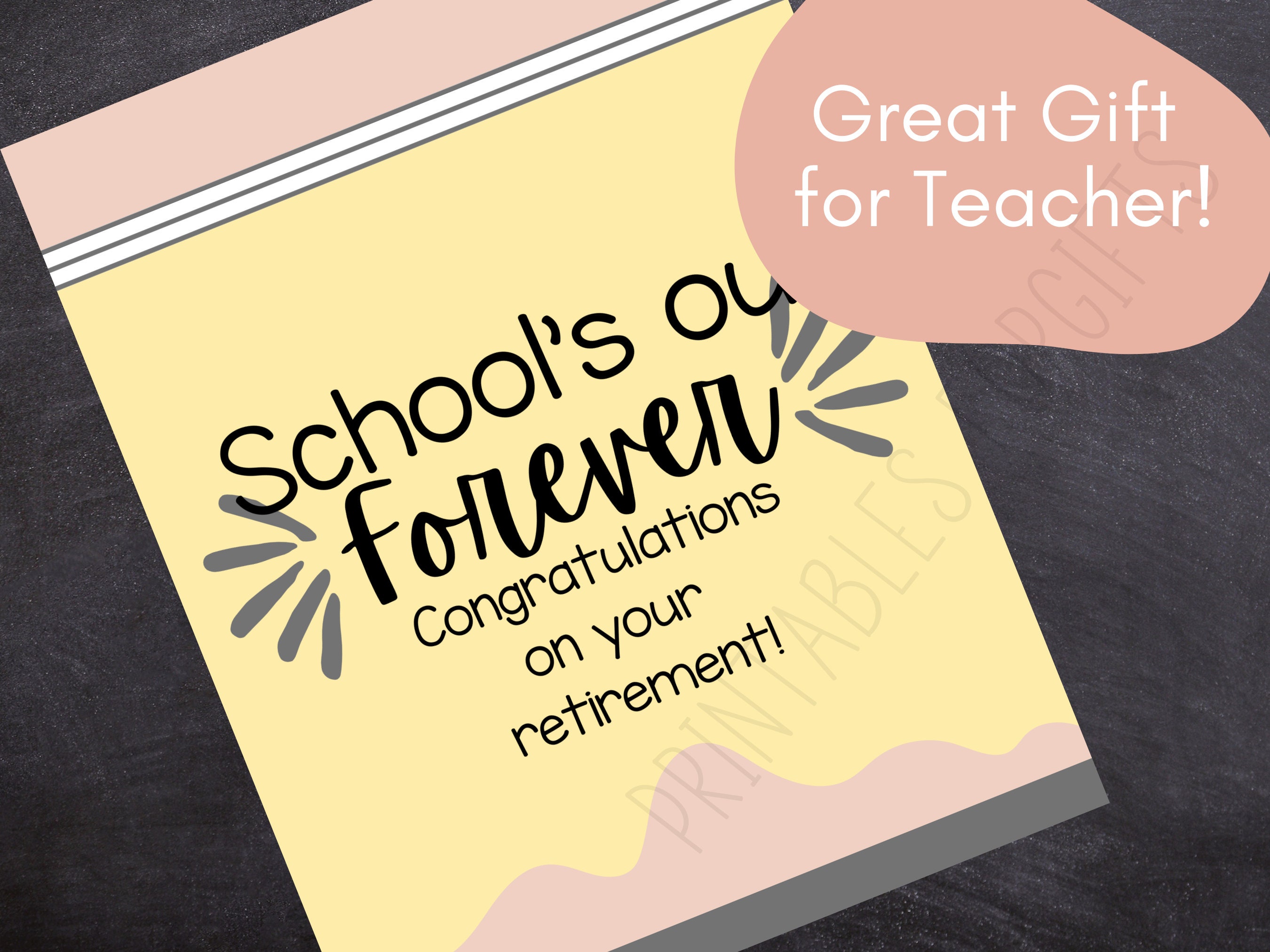 Gift for Retirement, Printable Teacher Gift, Gift for Retired Teacher ...
