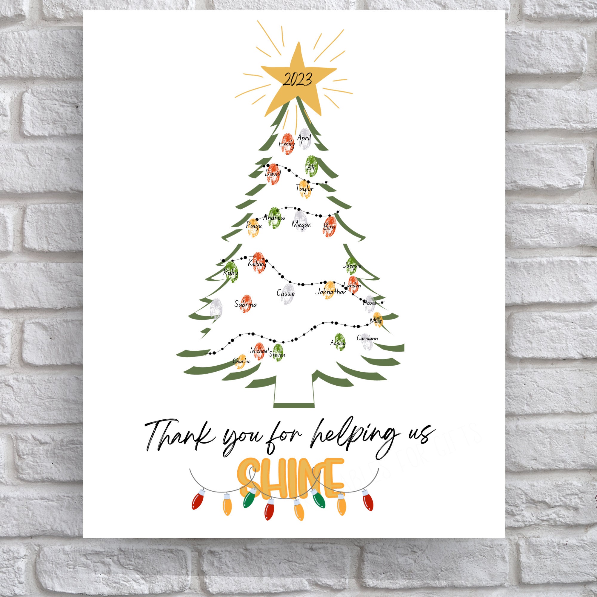 Christmas Gift Teacher Gift Idea Printable Teacher Gift, Fingerprint ...