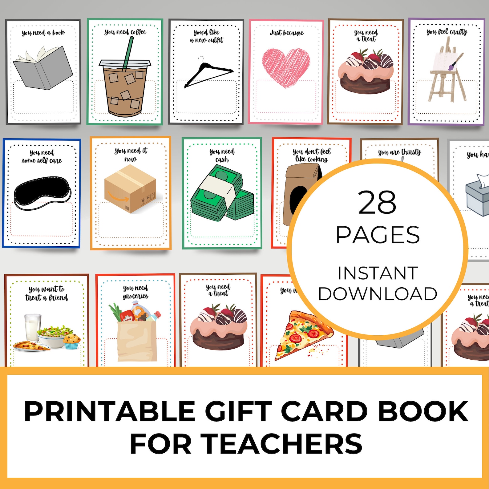 Teacher Appreciation Gift, Printable Teacher Gift Card Holder Book ...