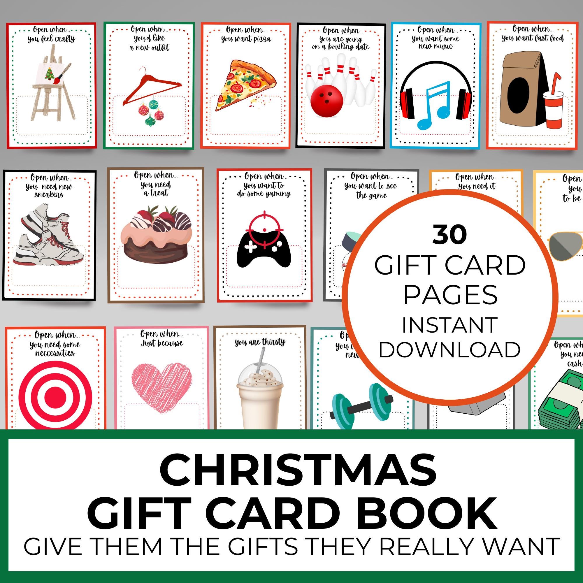 Christmas Gift for Him, Gift Card Book, Printable Gift Card Holder ...