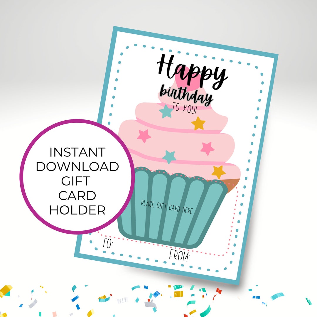 Birthday Gift Card Holder Printable, Money Holder Gift Card Printable ...