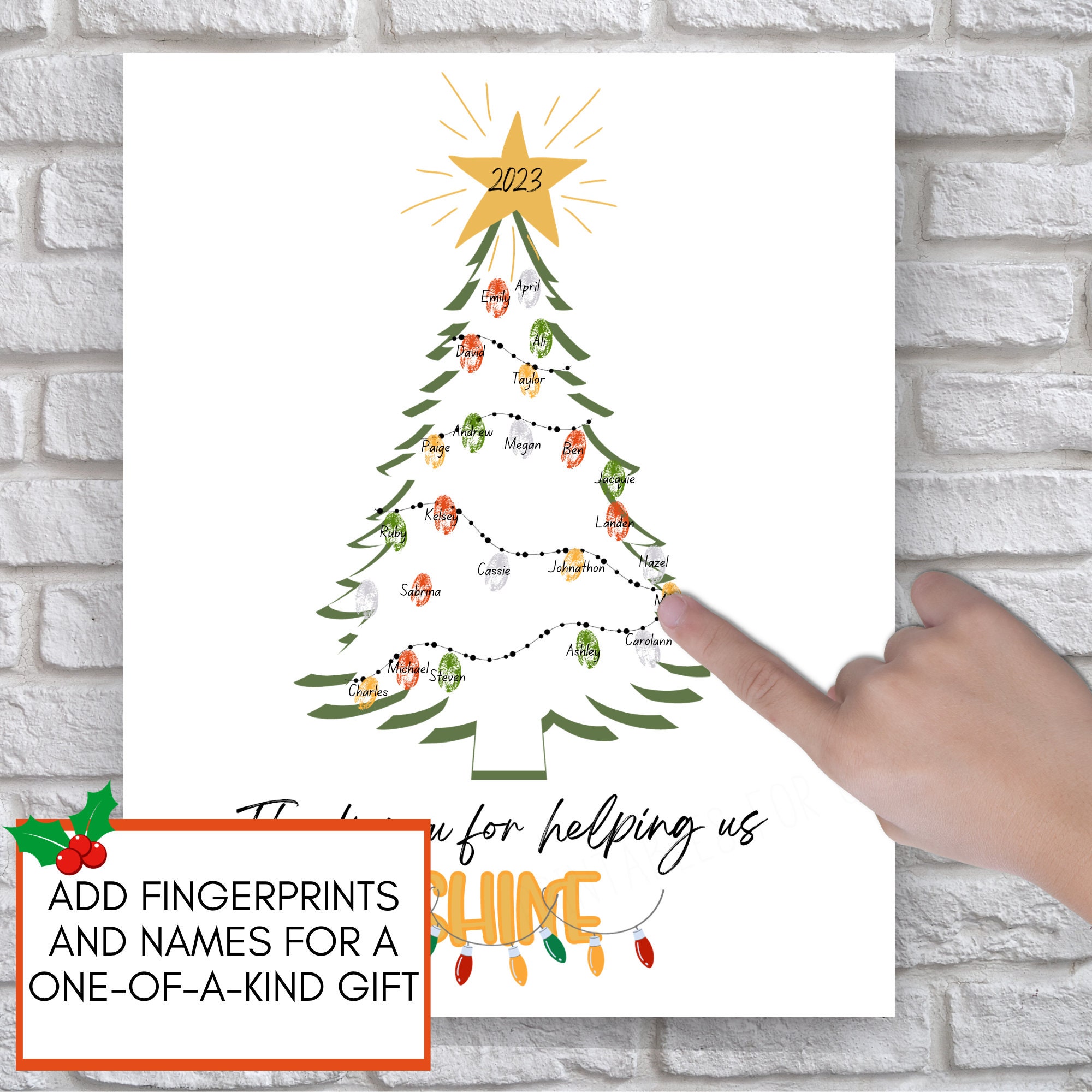 Christmas Gift Teacher Gift Idea Printable Teacher Gift, Fingerprint ...