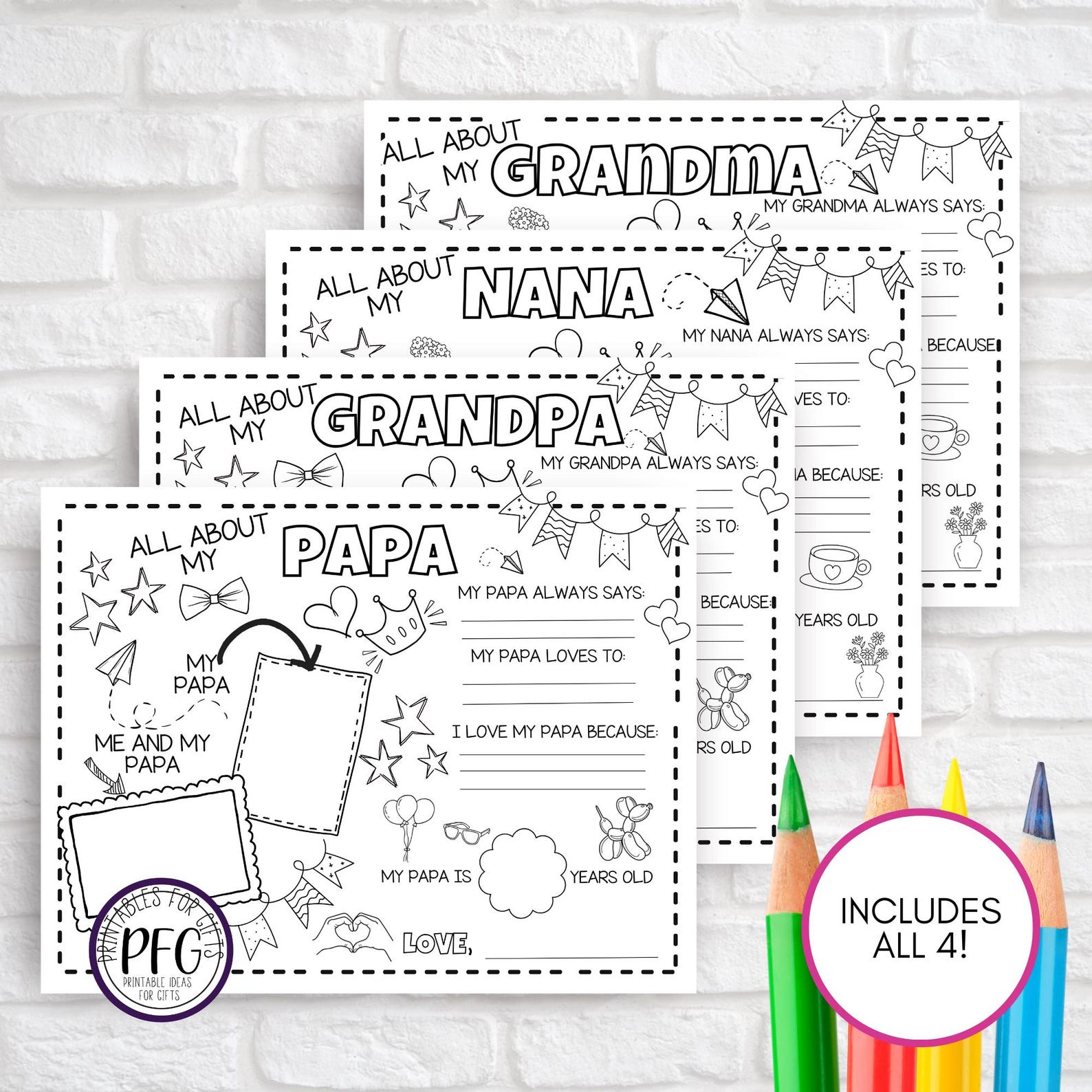 Grandparents Day Activity Coloring Page Fill in the Blank Printable ...