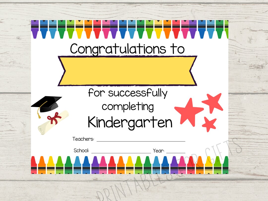 Kindergarten Graduation Diploma Certificate, Homeschool Graduation ...