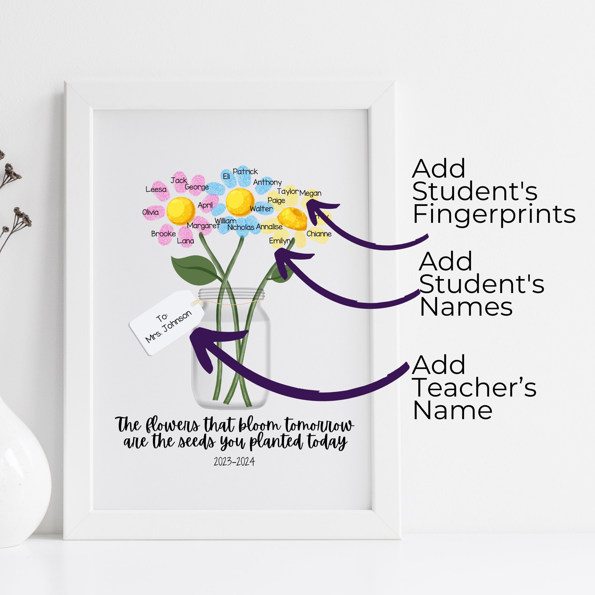 Thank You Teacher Appreciation From Kids, Printable Fingerprint Art ...