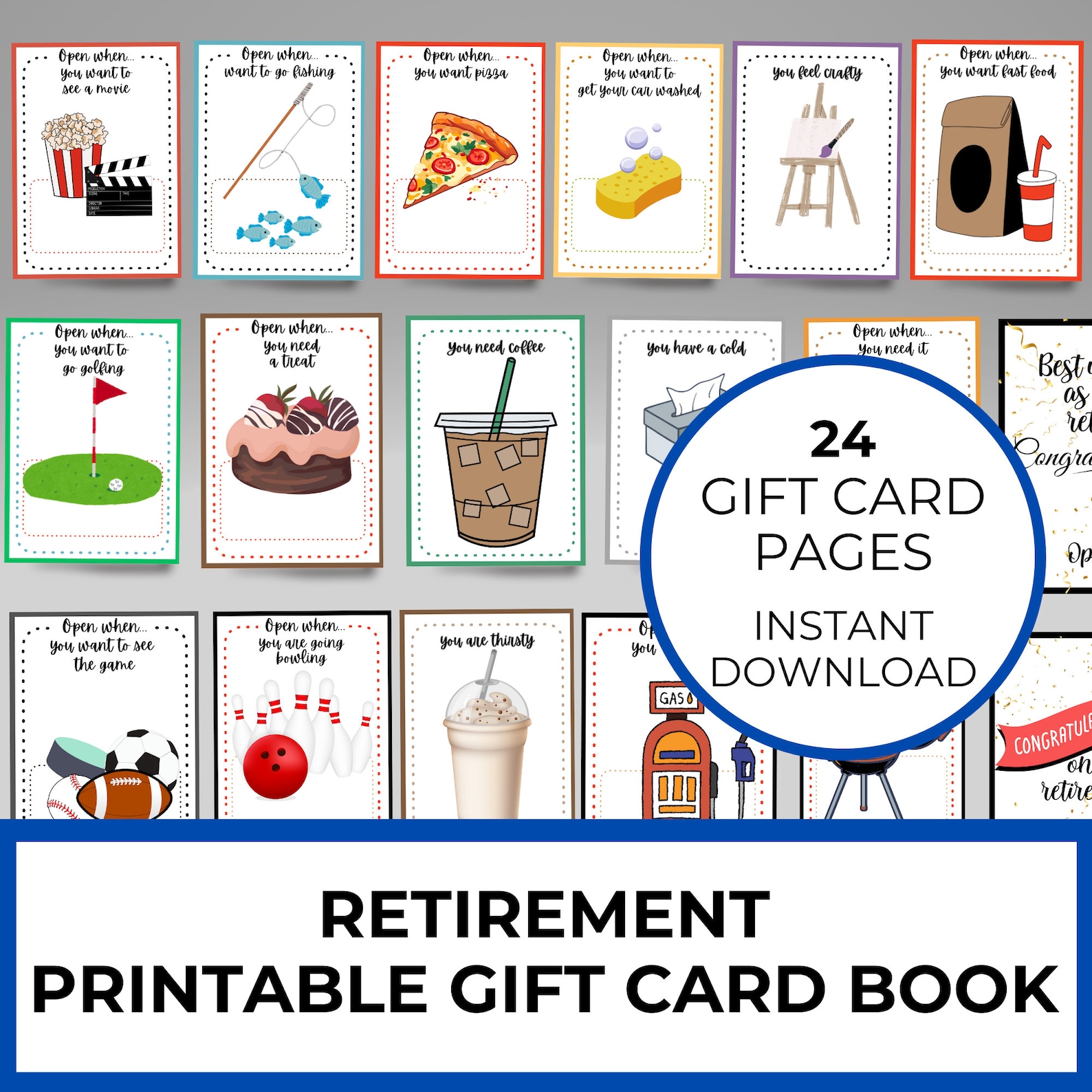 Retirement Gift Printable Gift Card Book, Happy Retirement Wishes Party ...