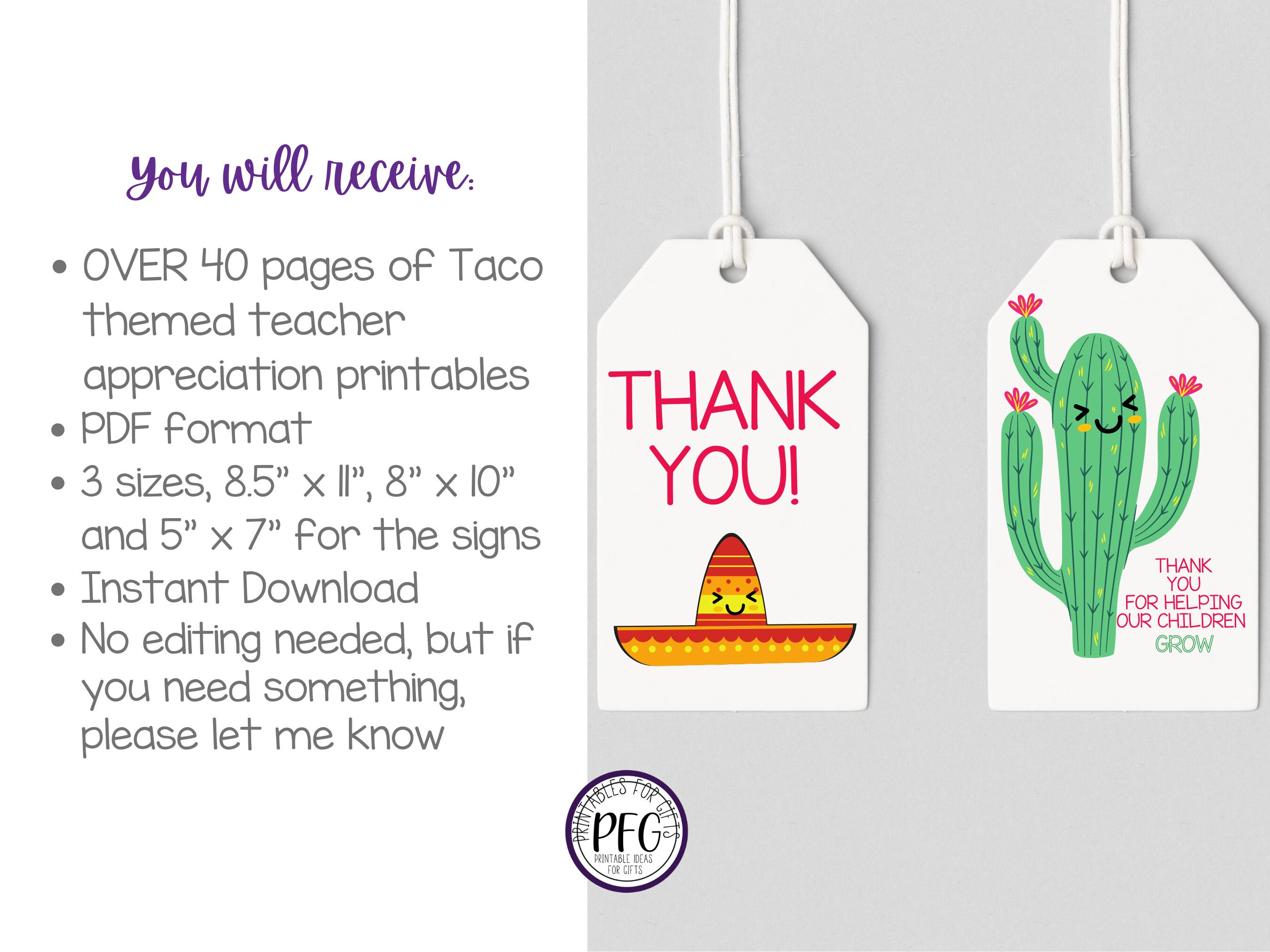 Teacher Appreciation Week, Printable Teacher Gifts, Taco Theme ...