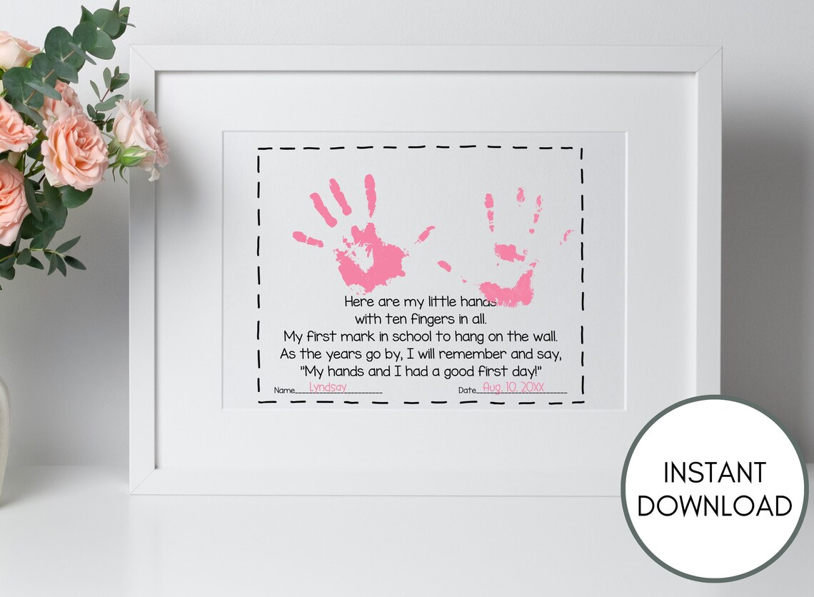 My First Day of School Handprint Hand Craft Art Poem, Starting ...