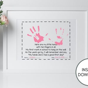My First Day of School Handprint Hand Craft Art Poem, Starting ...