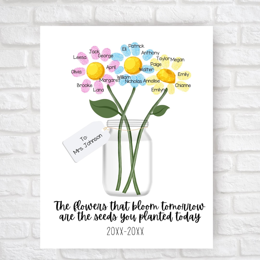 Fingerprint Art Keepsake From Class, End of the Year Gift, Printable ...