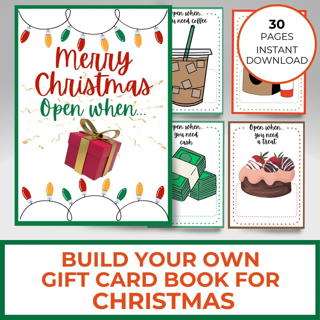Christmas Gift for College Age, Gift Card Book, Printable Gift Card ...