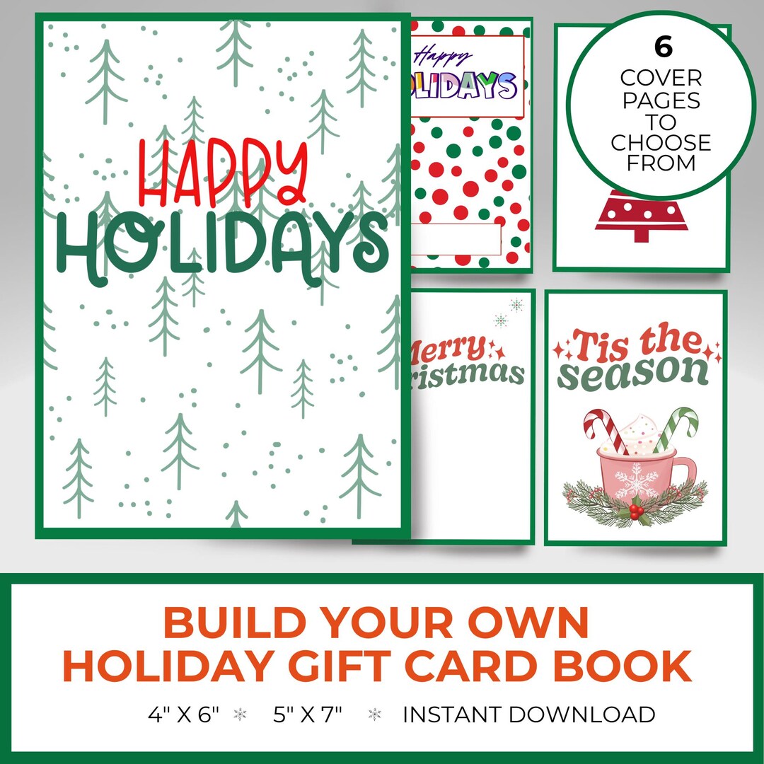 Holiday Gift Card Book, Printable Gift Card Holder for College Student ...