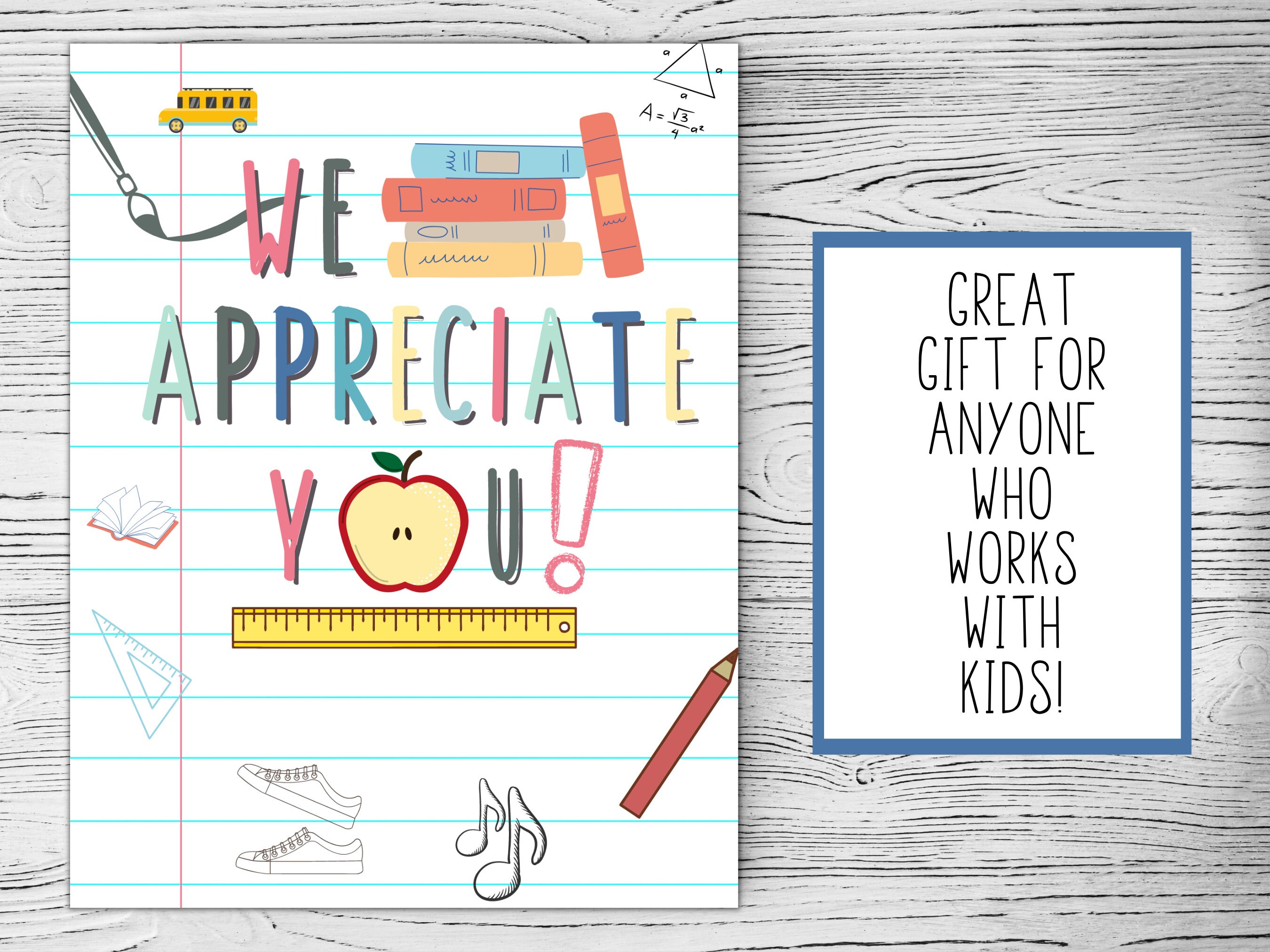 Teacher Appreciation Printable Teacher Thank You Gift, End of the Year ...