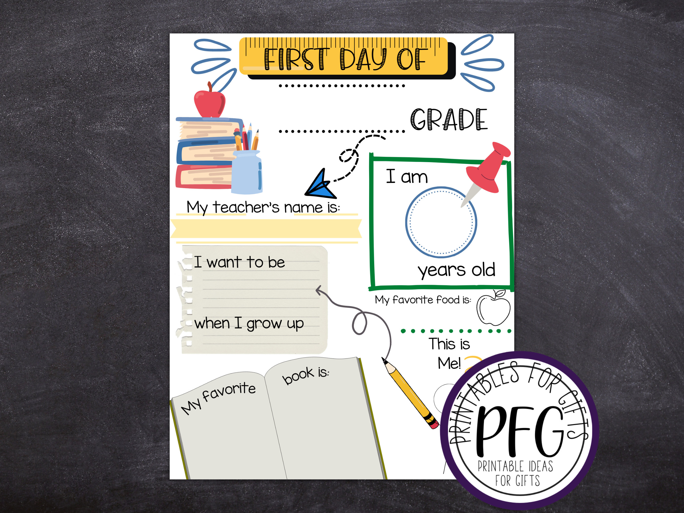 First and Last Day All About Me, First Day School Sign Fill in the ...