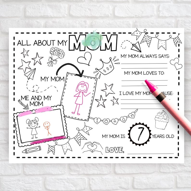 Mother's Day Coloring Page, Printable Birthday Craft Idea Gift From ...