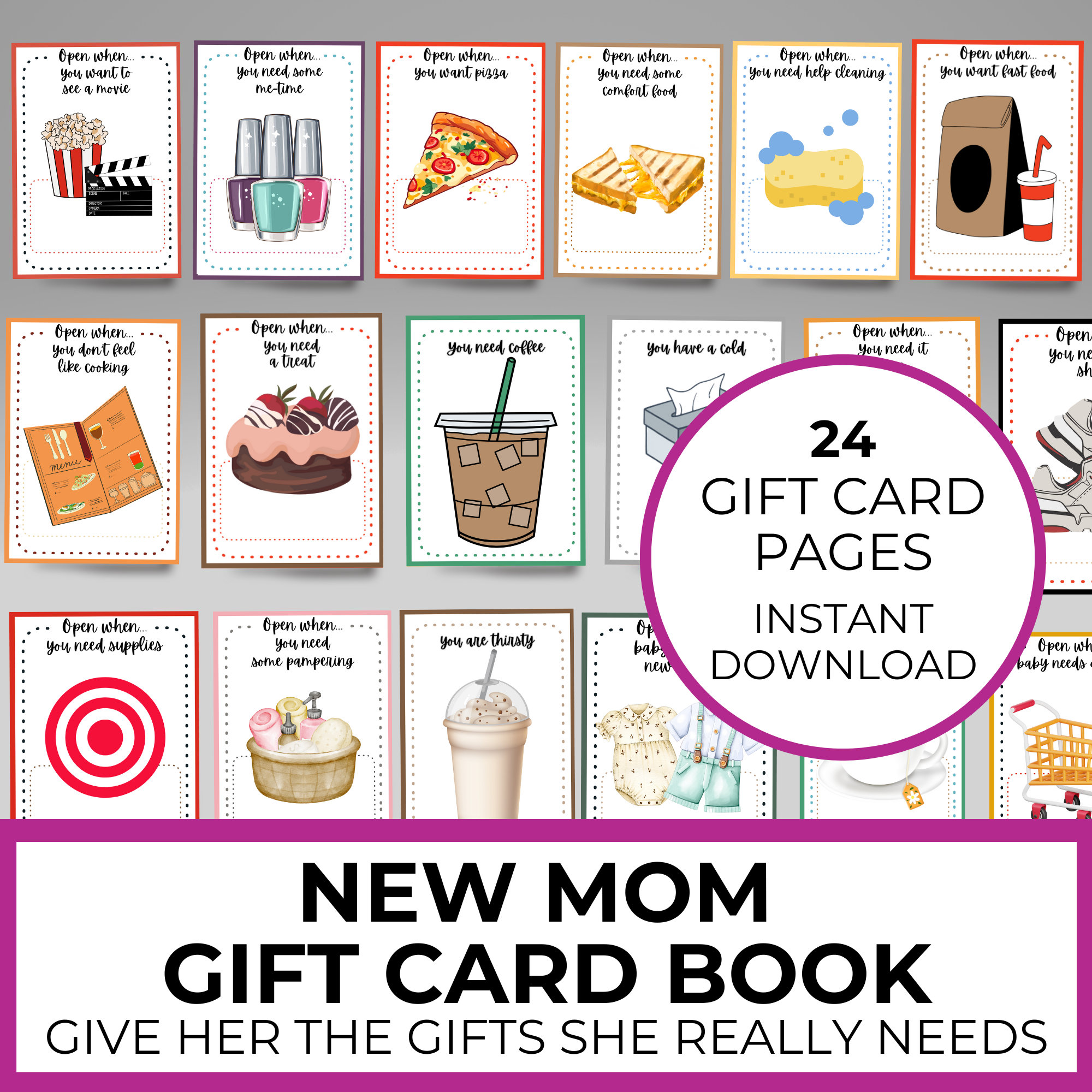 New Mom Gift Card Book, Printable Gift Card Holder, Baby Shower Gift ...