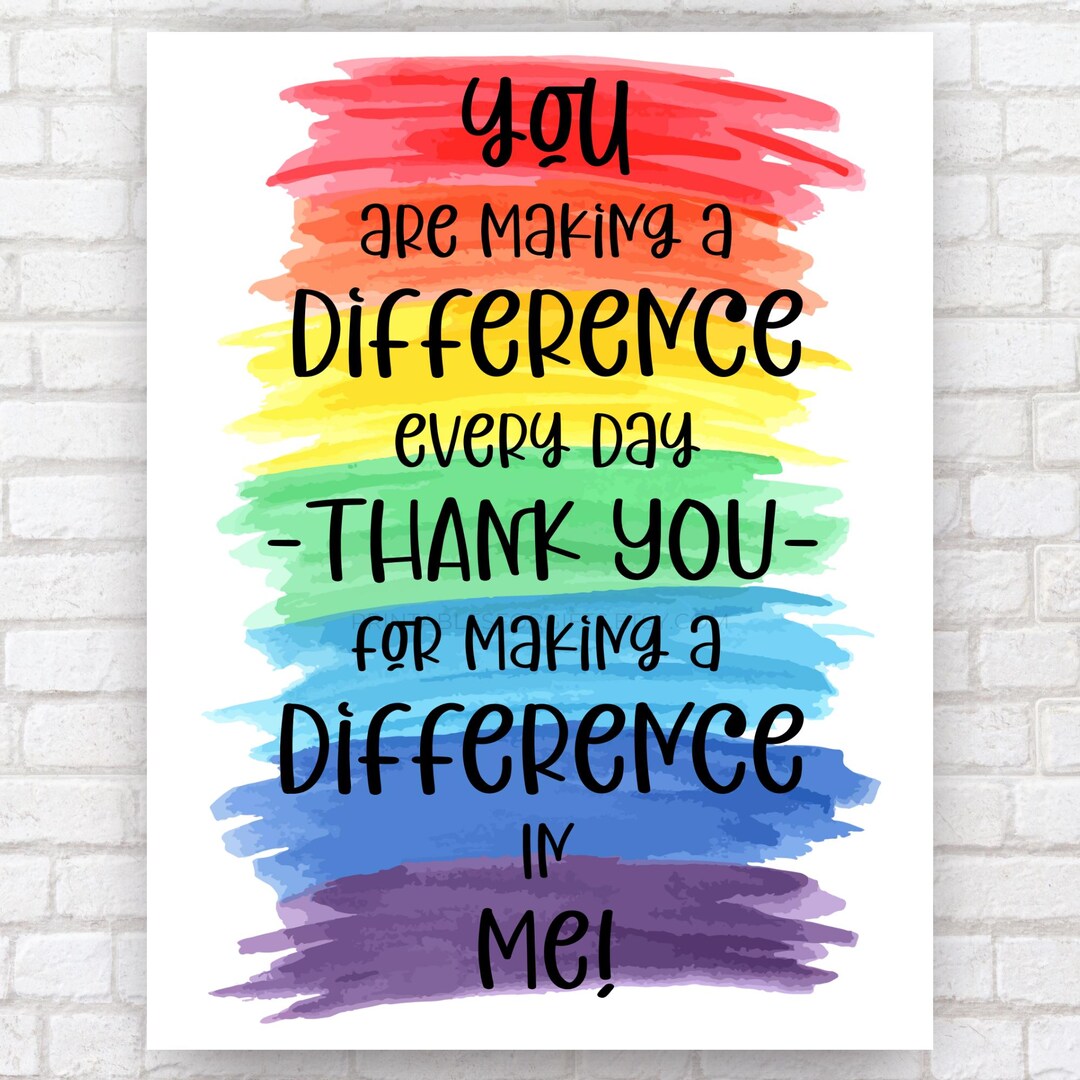 Teacher Appreciation Printable: Rainbow Thank You Gift (PDF) - Etsy
