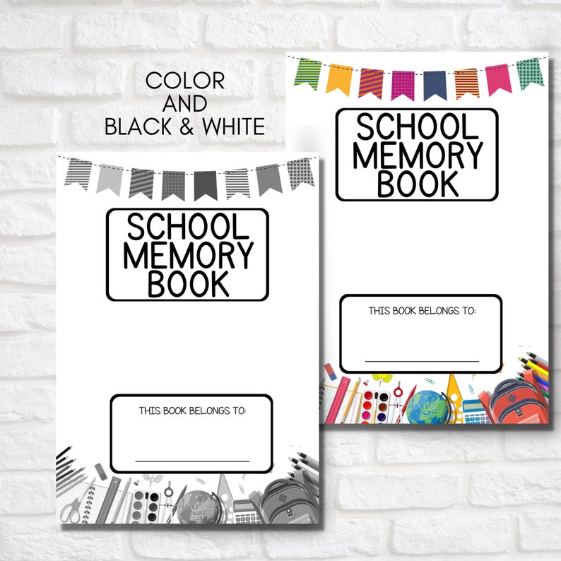 School Memory Book Printable: Kids Keepsake, Preschool-12th Grade (PDF ...
