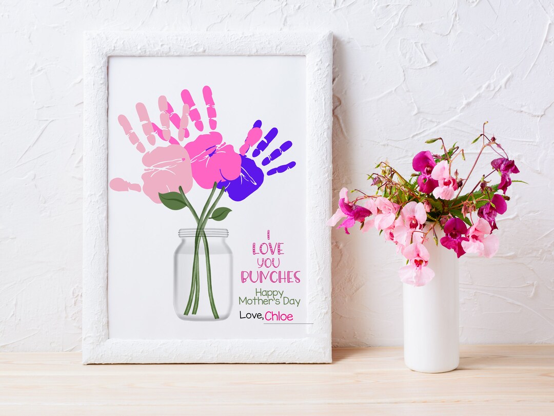 Printable Mother's Day, Flower Bouquet Craft From Kids, Present for Mom ...