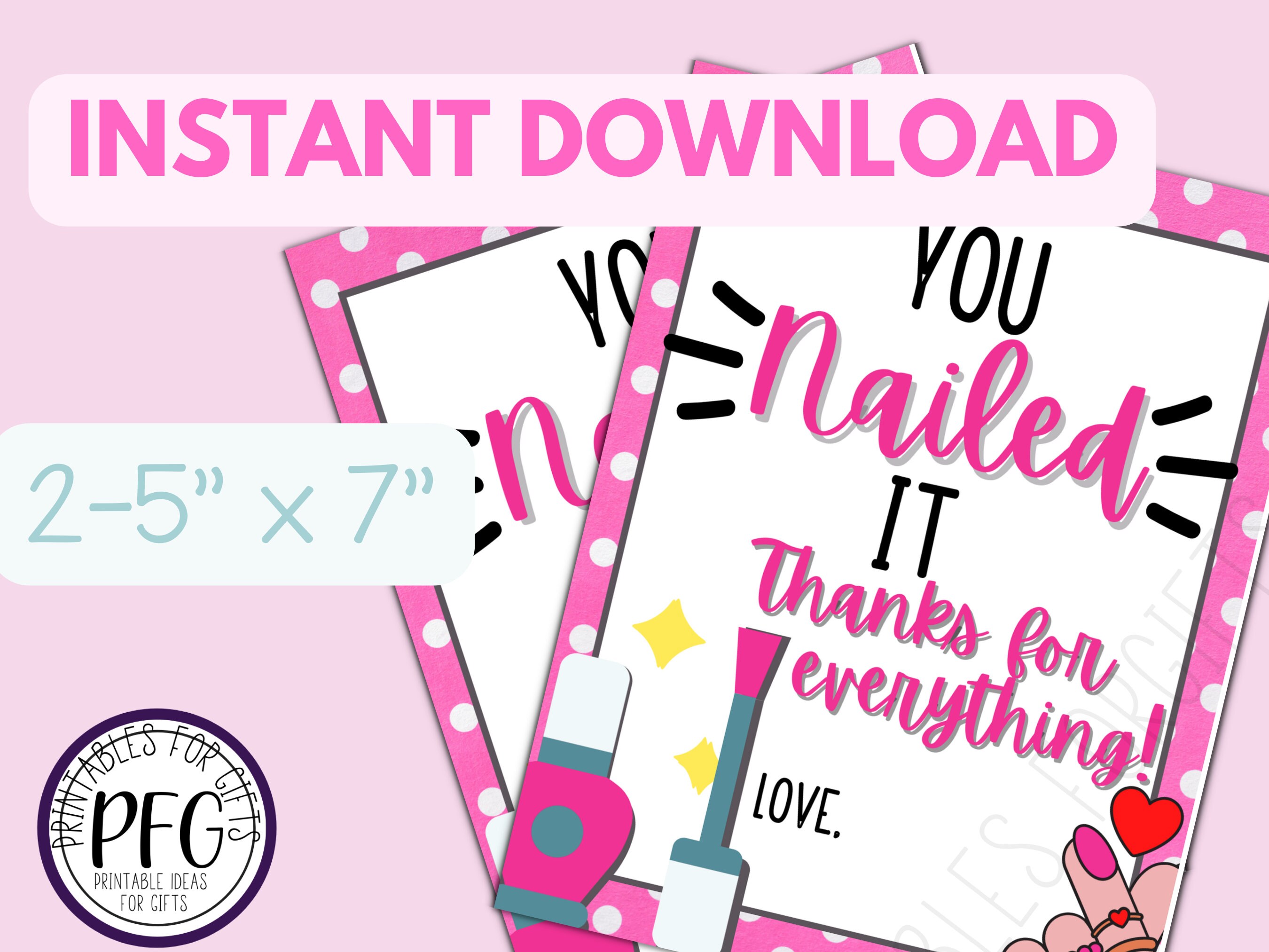 Nail Polish Gift Tag Printable Tag Nailed It Gift Tag Gift - Etsy