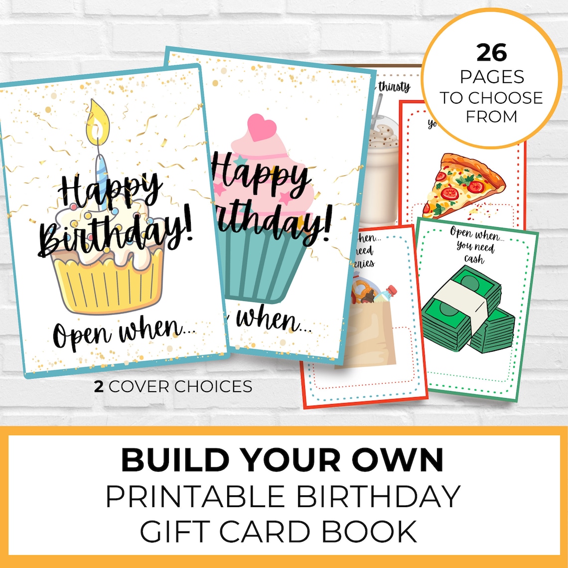 Birthday Gift Card Holder Book Printable, Birthday Care Package, Album ...