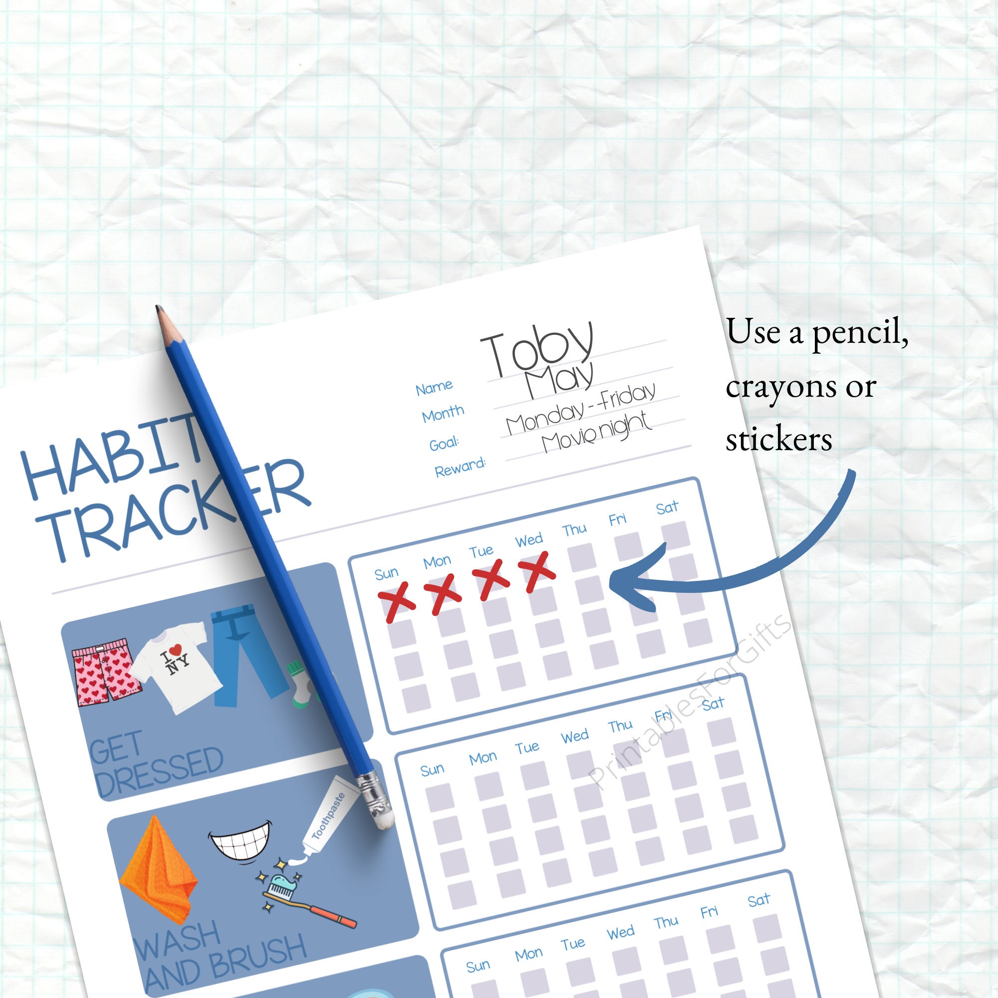 Morning Routine Chart for Kid's Habit Tracker Printable - Etsy