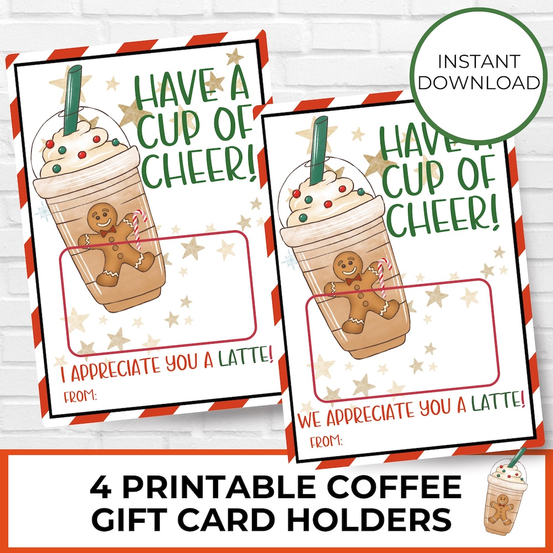 Printable Christmas Gift Card Holder, Teacher Christmas Gift, Thank You ...