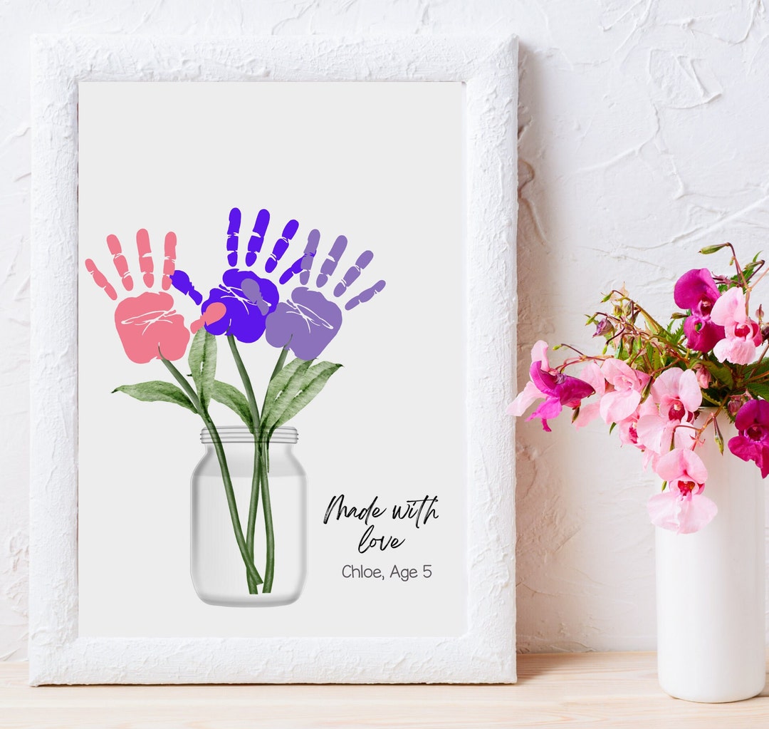 Birthday Handprint Art Print Printable Set, Handprint Gift for Mommy ...