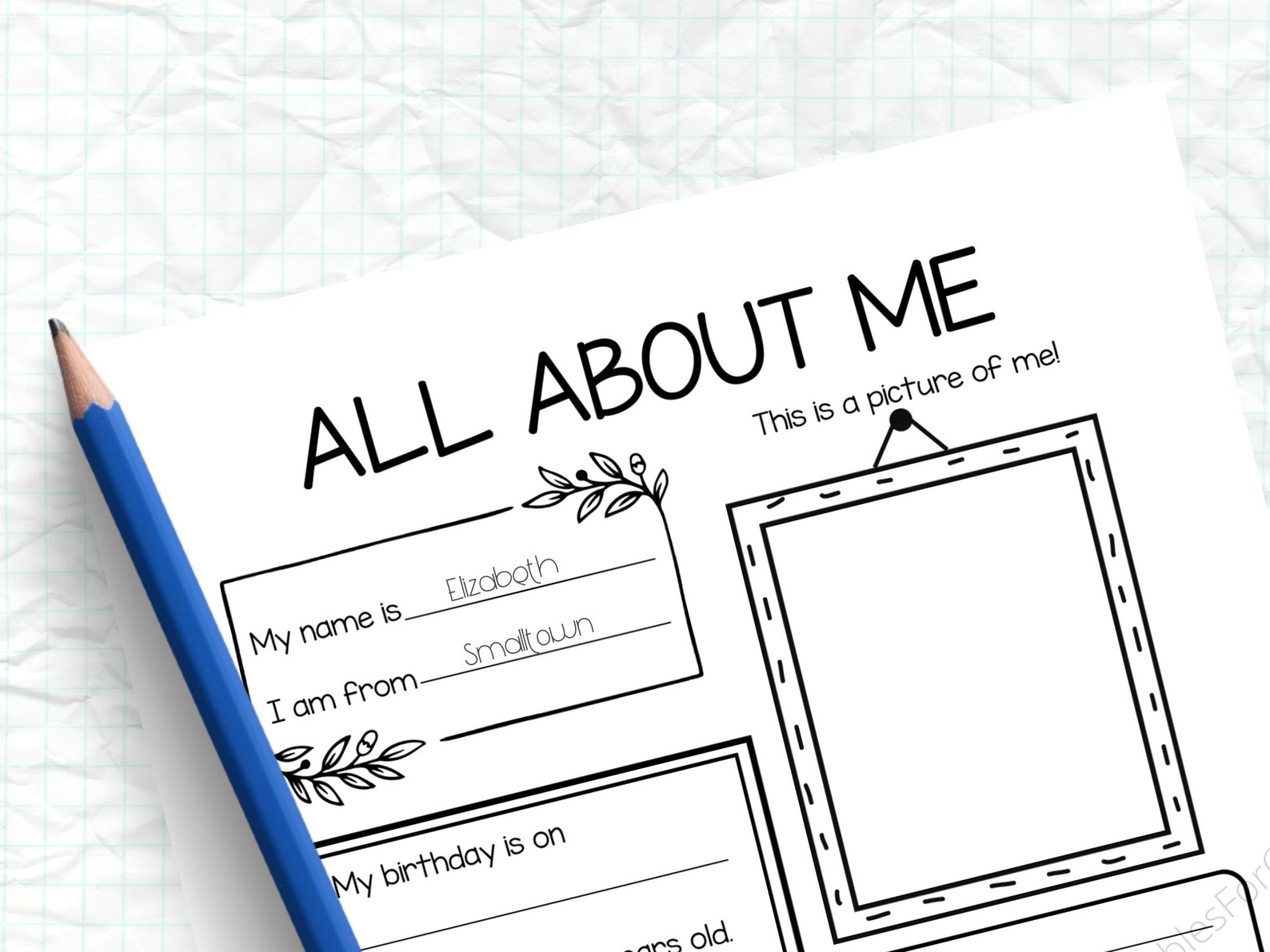 Printable Back To School Activity All About Me Printable Etsy Printable Back To School Activity All About Me Printable Etsy