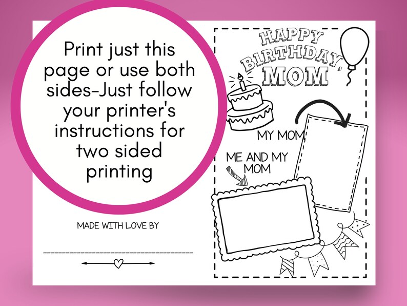 Mother's Day Card, Printable Gift Idea for Mother's Day, Fill in the ...