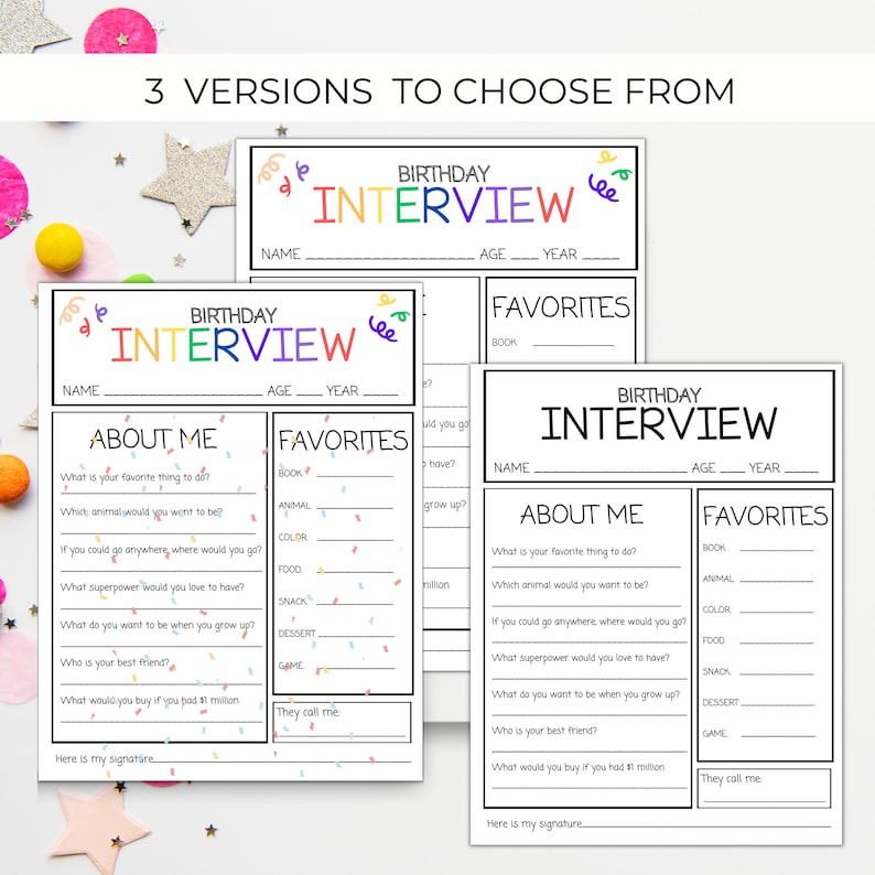 Kid's Birthday Interview: Yearly Printable Questionnaire (PDF) - Etsy