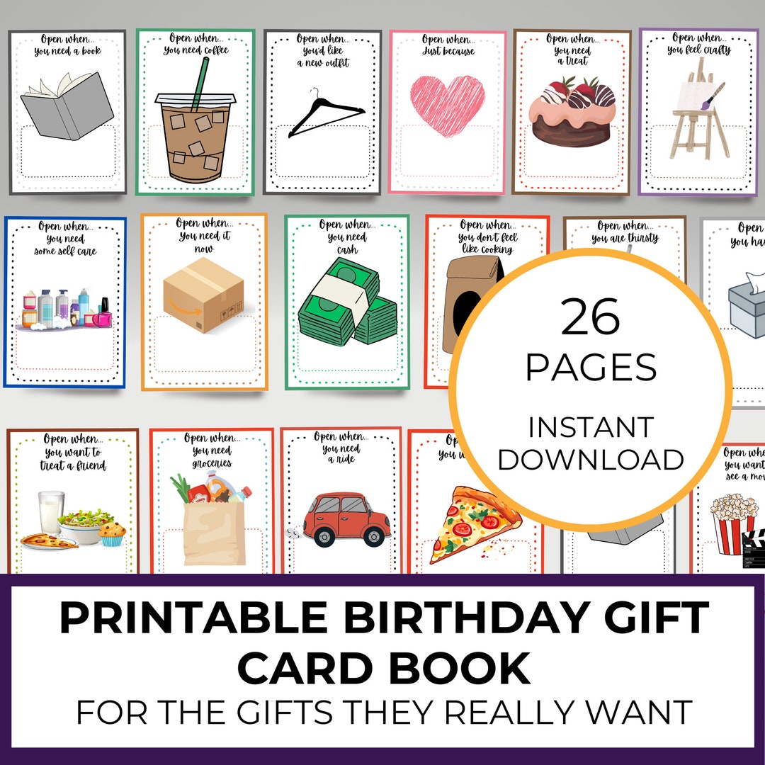 Birthday Gift Card Book Printable, Gift Card Holder, 21st Birthday Gift ...