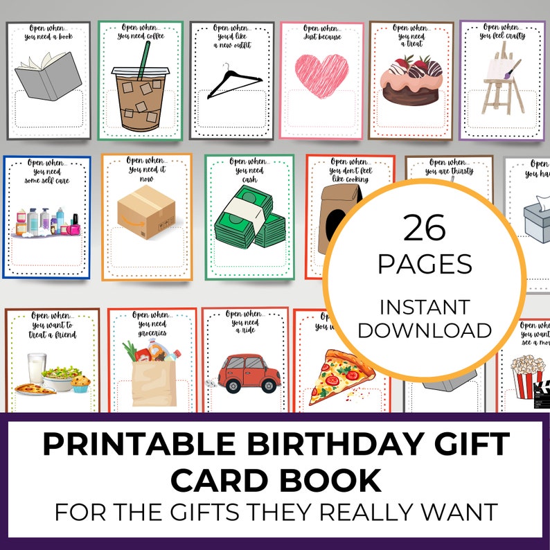 Birthday Gift Card Book Printable, Gift Card Holder, 21st Birthday Gift ...