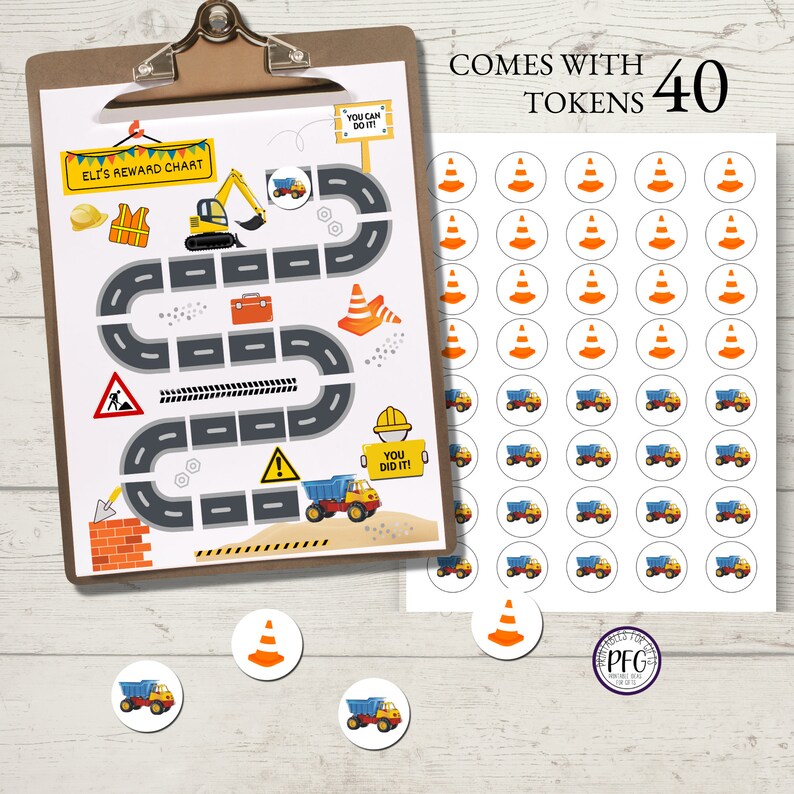 Construction Reward Chart: Chore & Potty Training, Sticker Tracker (PDF ...