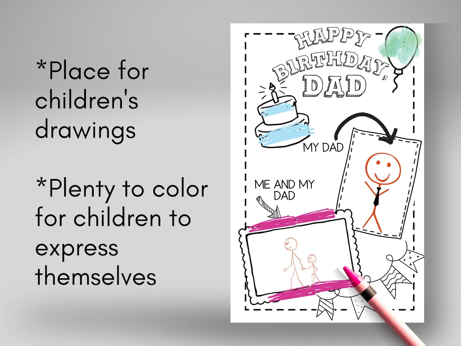 Birthday Card for Dad From Kids Printable Coloring Page, Father ...