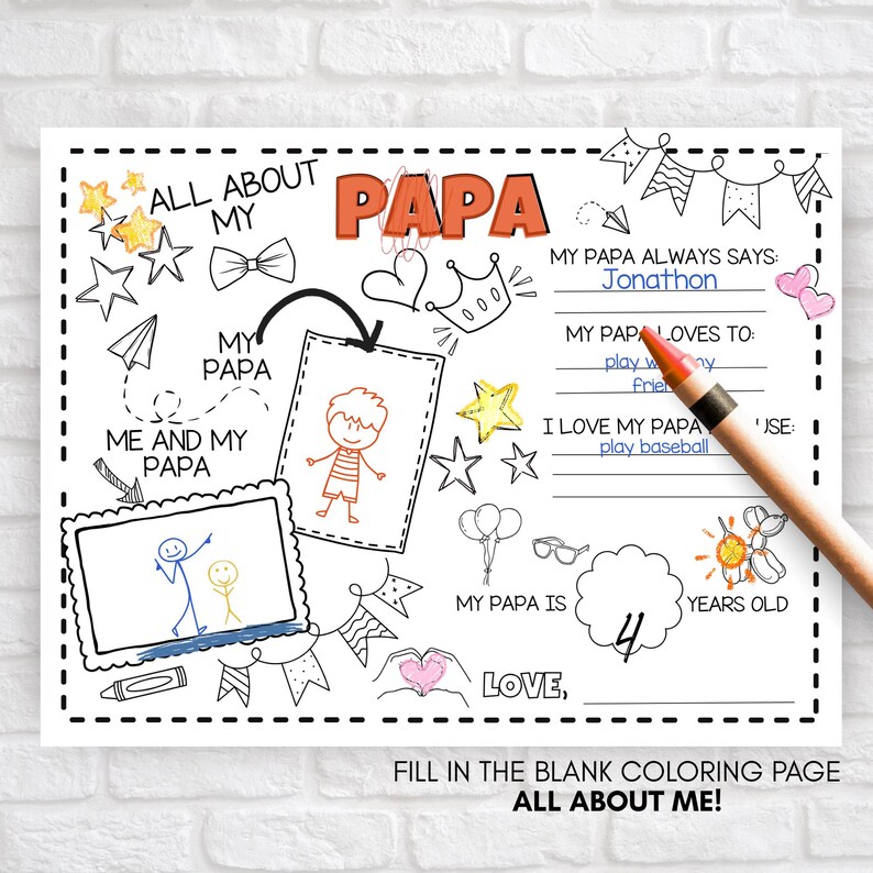 Grandparents Day Activity for Grandpa, All About Papa Printable ...