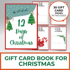 12 Days of Christmas Gift Card Book, Printable Gift Card Holder ...